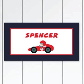 Race Car Boys Door Sign Plaque, Red Racing Car Kids Door Sign, Race Car ...