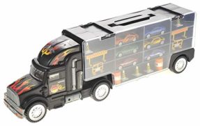 Toy Truck Transport Car Carrier – Includes 6 Toy Cars, Stop Signs and ...