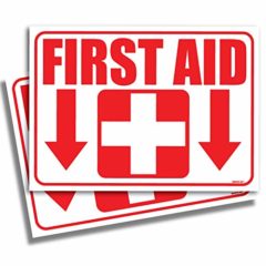 (2 Pack) First Aid Kit Sticker Sign Self Adhesive Decal 7″x10″ for ...