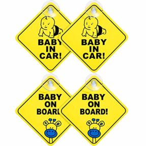 Jovitec 4 Pieces Car Baby Signs Removable Suction Cup Car Sign Safety ...