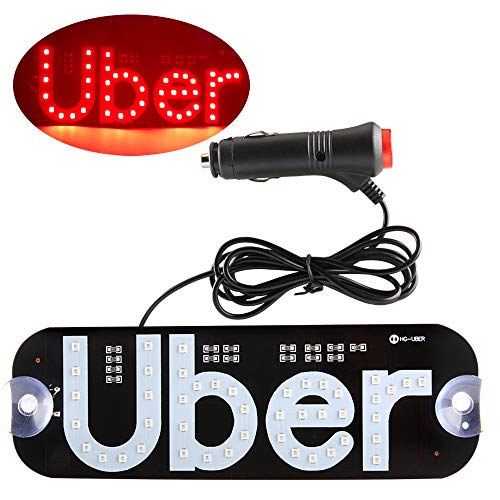 LED Cigarette Lighter Sign Light for Uber,Red Glow Uber Sign Decal ...