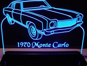 1970 Monte Carlo Acrylic Lighted Edge Lit 11-13″ LED Car Sign / Light ...