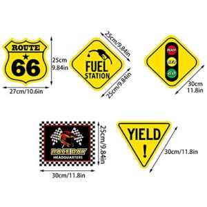 12 Pieces Racing Signs Race Car Party Decorations, 9.8-11.8 Inch ...